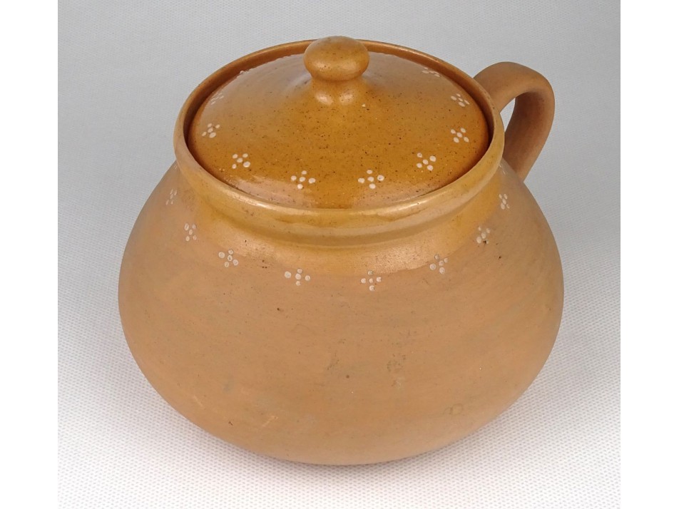 Hibátlan írókázott fedeles füles cserép csupor | regitargyak.hu